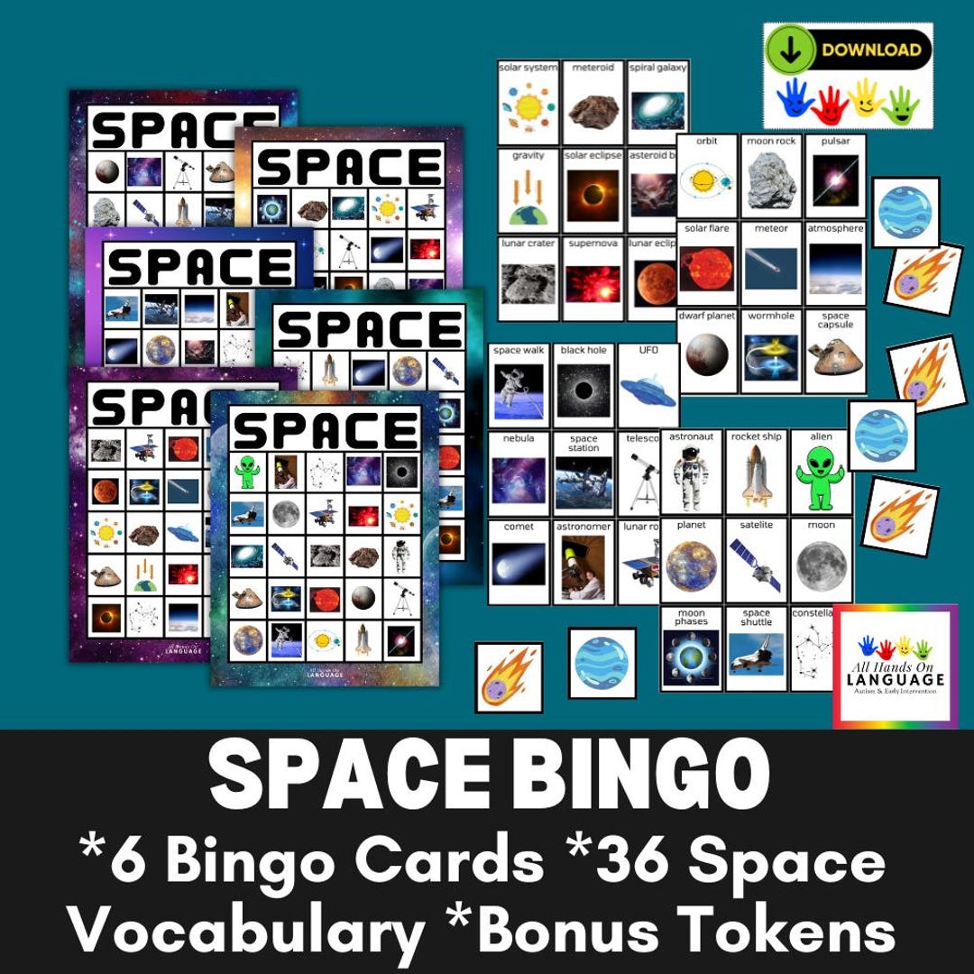 Space Bingo Game: Solar System Vocabulary (PDF Printable) - Etsy