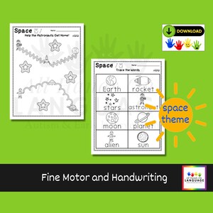 Space Themed Preschool Kindergarten Skills Worksheets With Letters ...