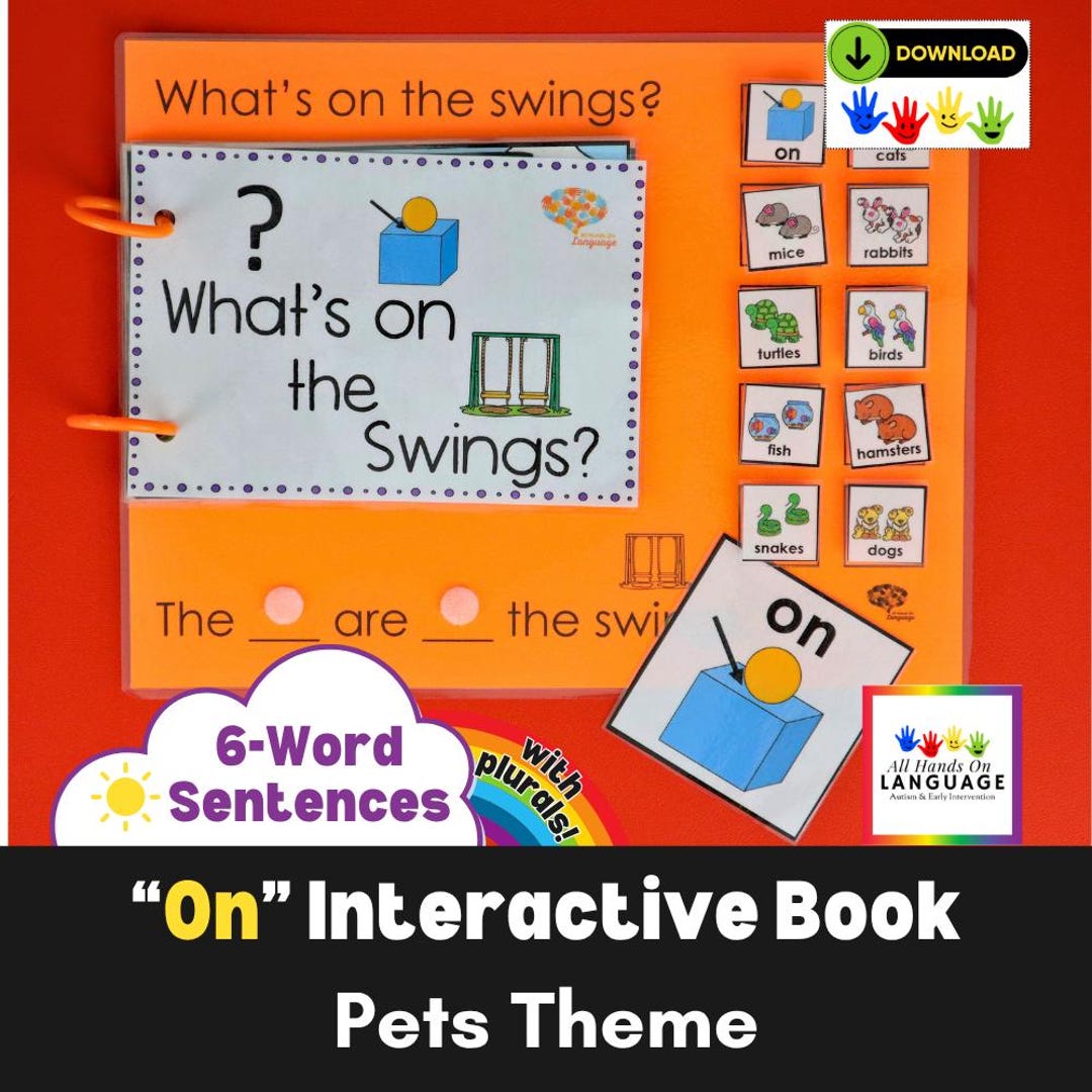 Pets Interactive Book: Preposition "on", Plurals & Sentence Building ...