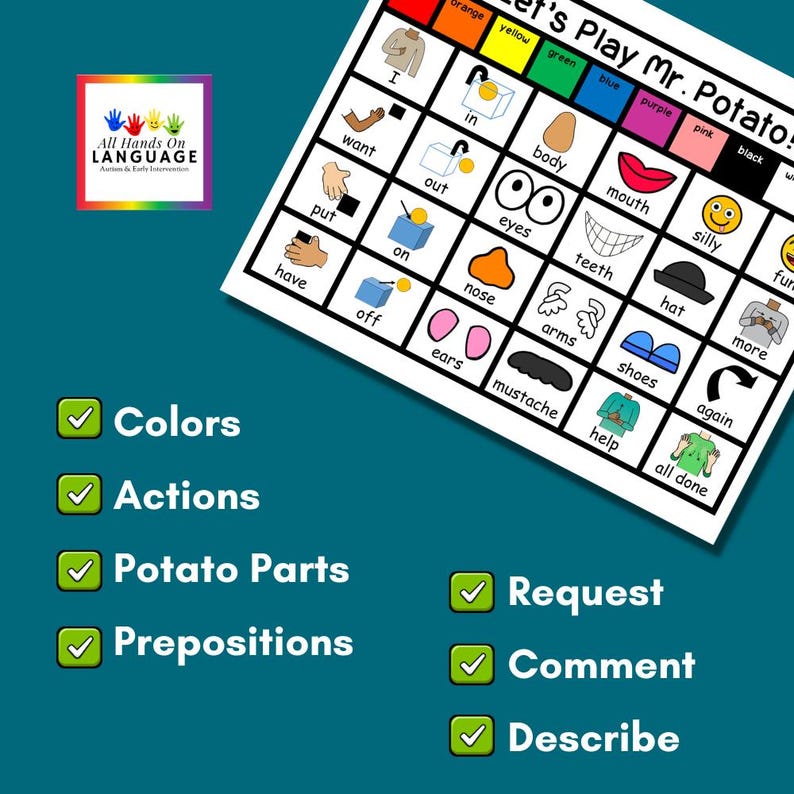 Mr. Potato Communication Board: AAC Speech & Autism Activity (PDF ...