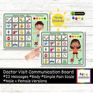 Doctor Visit Communication Board for Young Children, 22 Messages Plus ...
