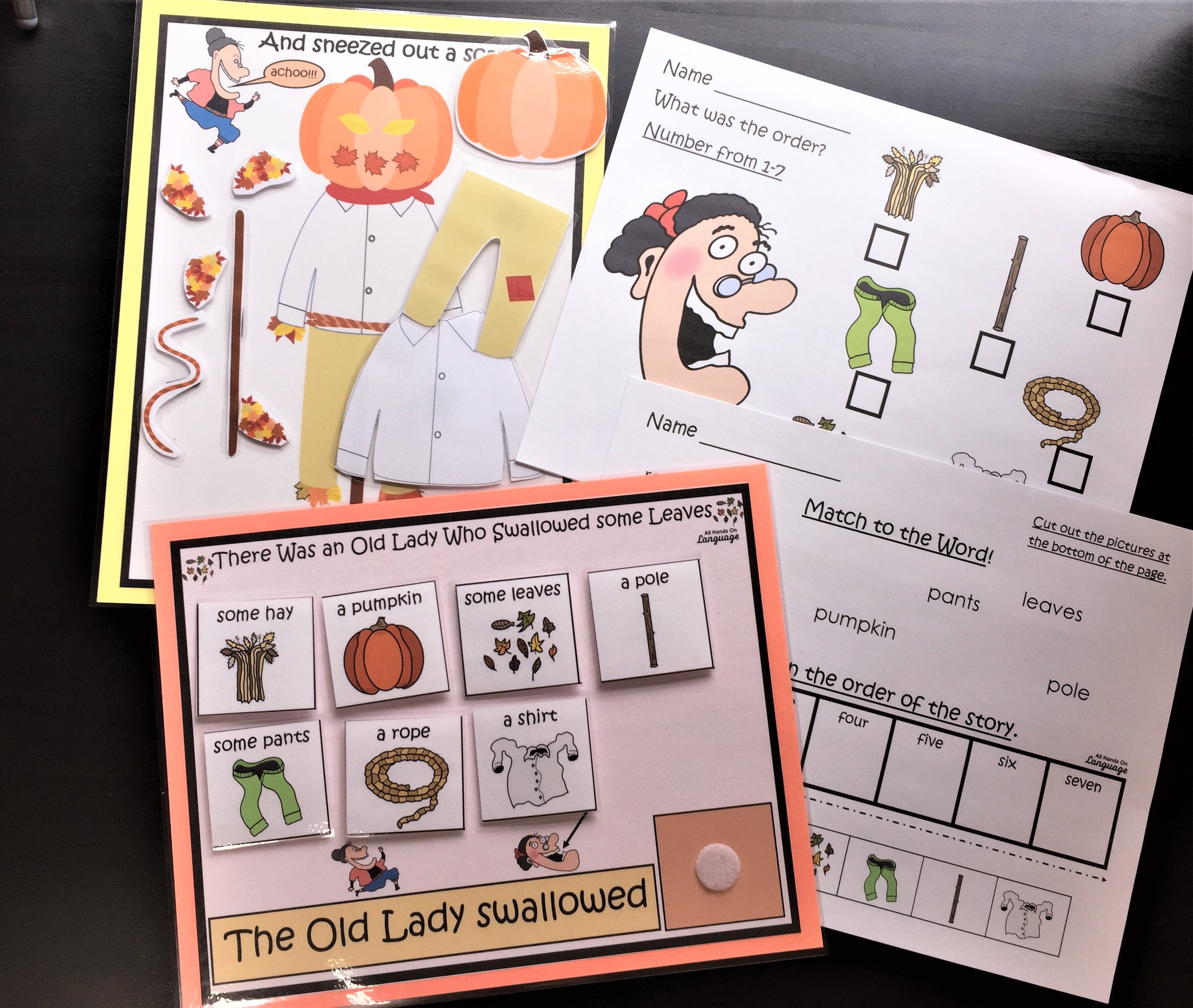 Old Lady Who Swallowed Some Leaves Story Companion Activities - Etsy