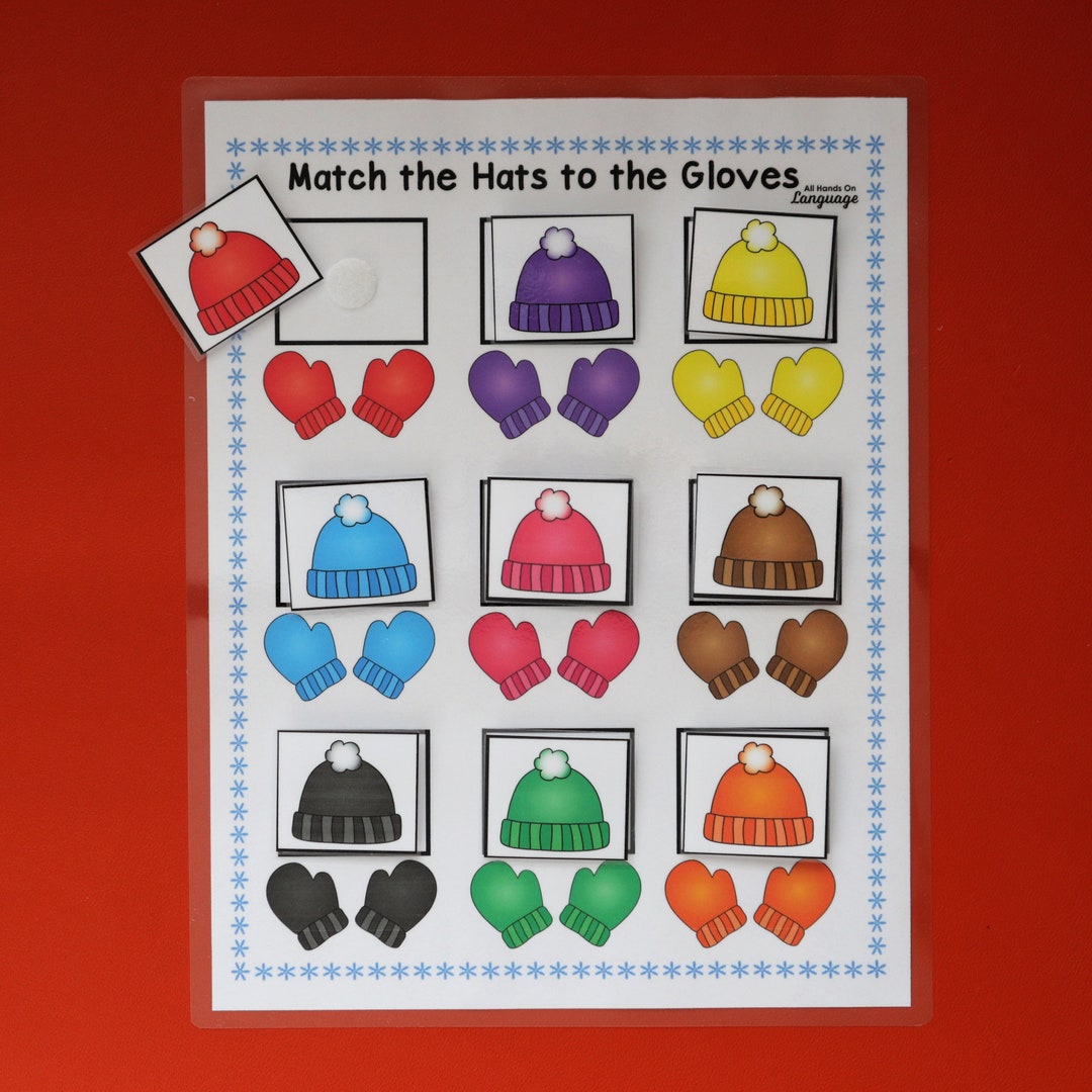 Hats and Gloves Color Matching Activity, Match 9 Colors of Cozy Winter ...