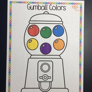Gumball Machine Color Match Activity, Match the Red, Orange, Yellow ...