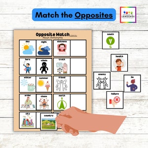 Set of 4 Interactive Antonym Matching Activity Sheets, 10 Opposite ...