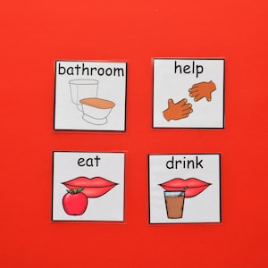 Communication Cue Cards, 12 Core Vocabulary Words, 3 Inch, Aided ...