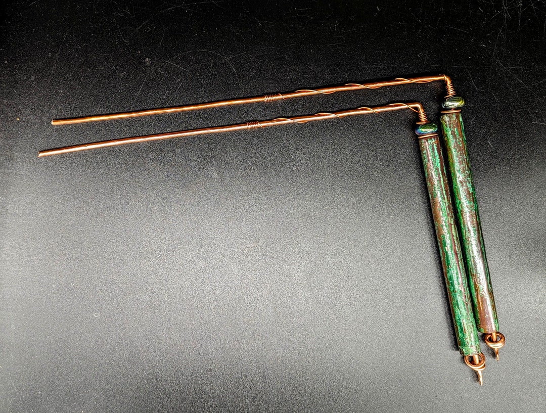 Reclaimed Copper Dowsing Rods With Rainbow Hematite. - Etsy