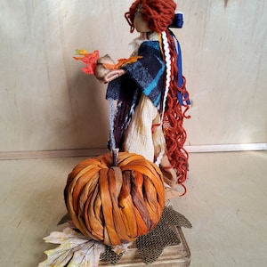 Handmade Autumn Pumpkin Fairy Art Doll / One of a Kind Collectible Fall ...
