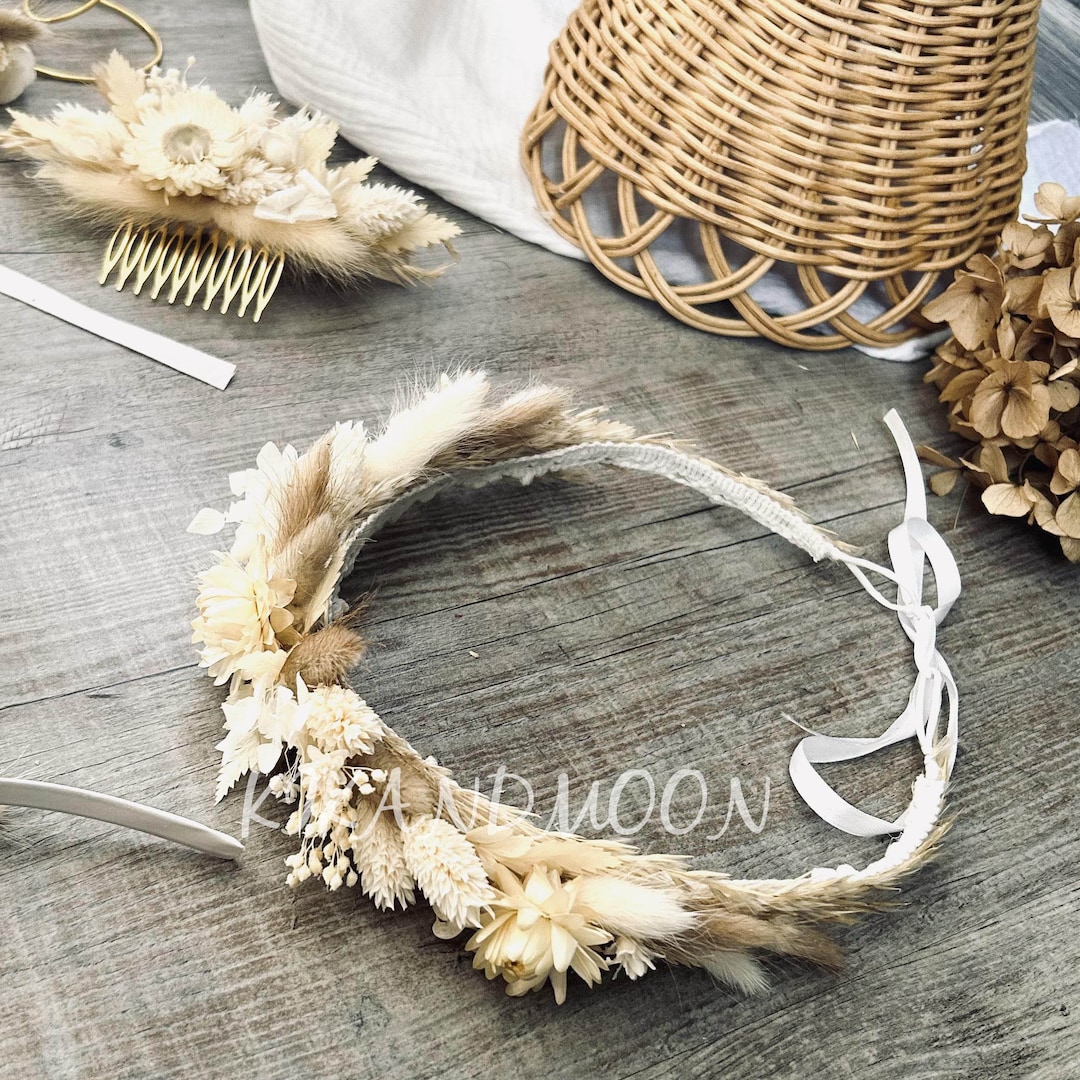 Edène Collection Head Crown Wedding Boho Theme Dried Flowers, Headband ...