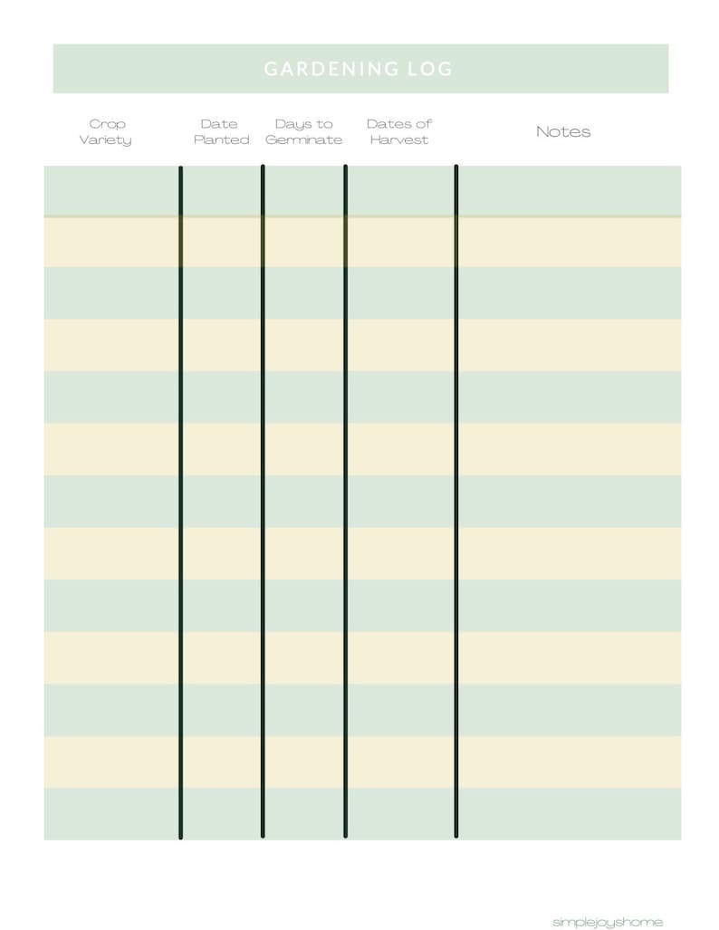 Gardening Log Printable Instant Download Planning Record Keeping ...