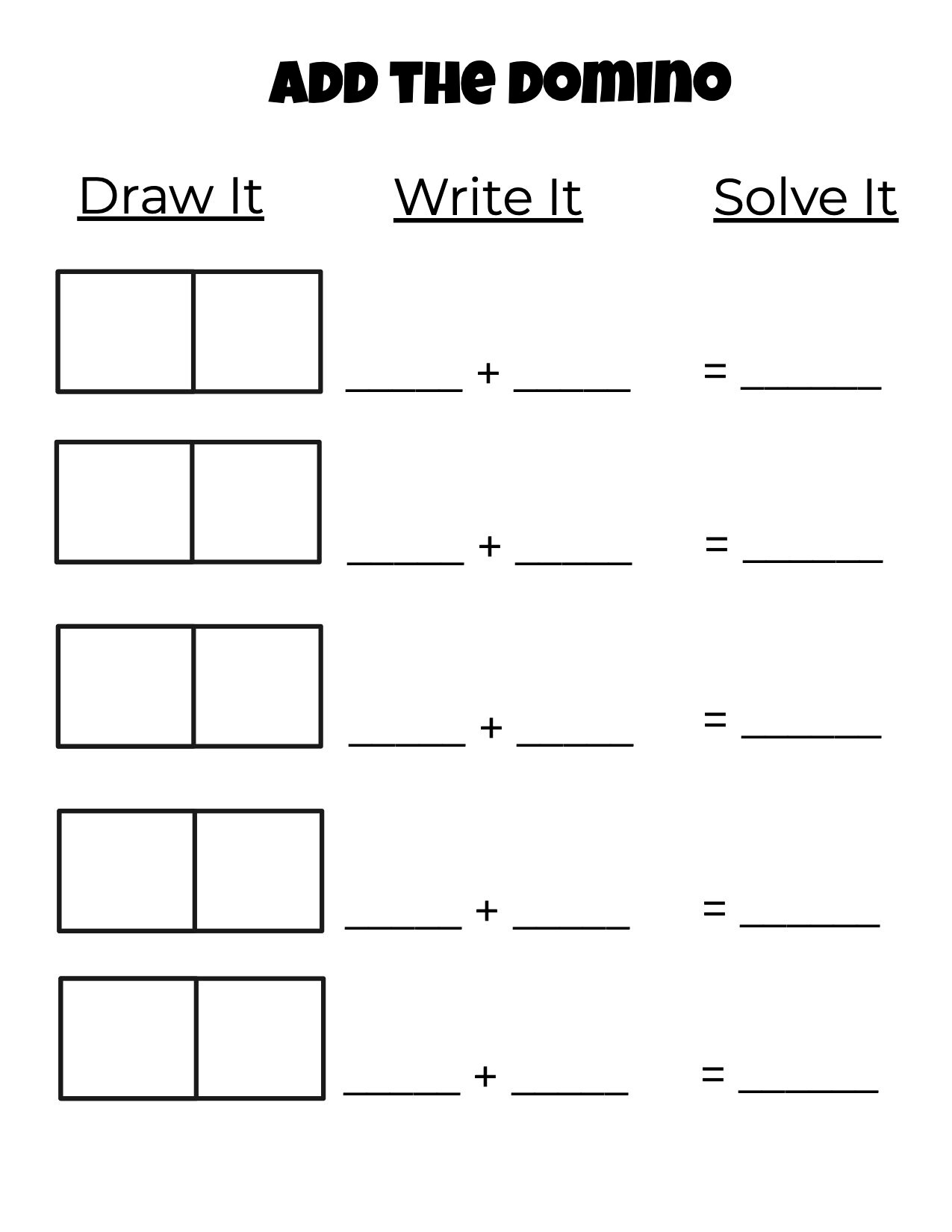 Domino Math - Elementary Math Printable Worksheet Activities Math ...