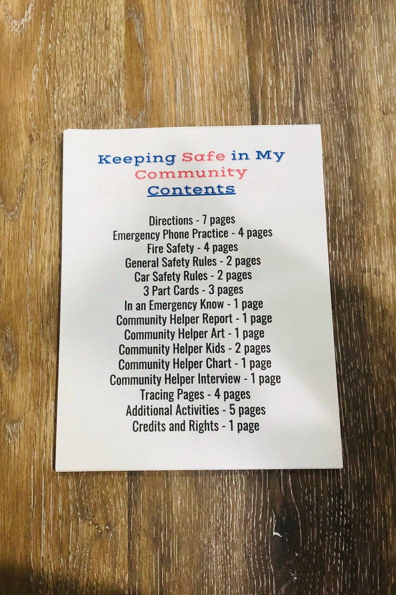 Keeping Safe in My Community - Community Helpers and Safety Printable ...