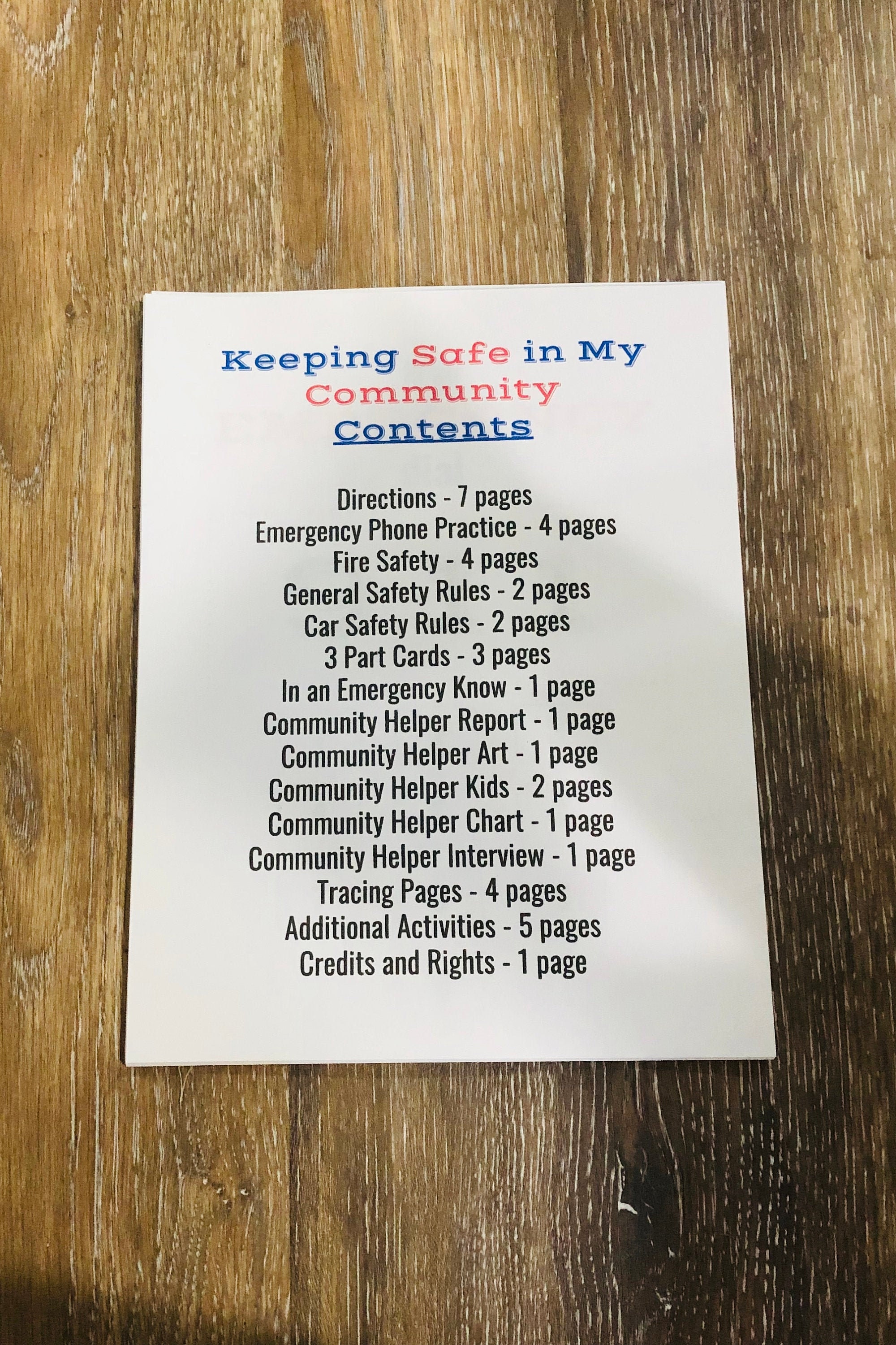 Keeping Safe in My Community - Community Helpers and Safety Printable ...