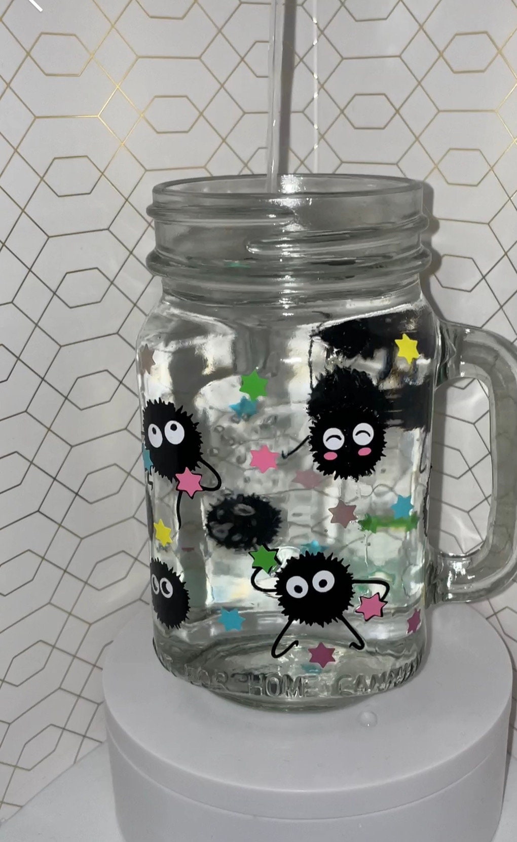 Soot Sprite and Cold Coloring Changing Stars 16OZ Glass Mason Jar Cup ...