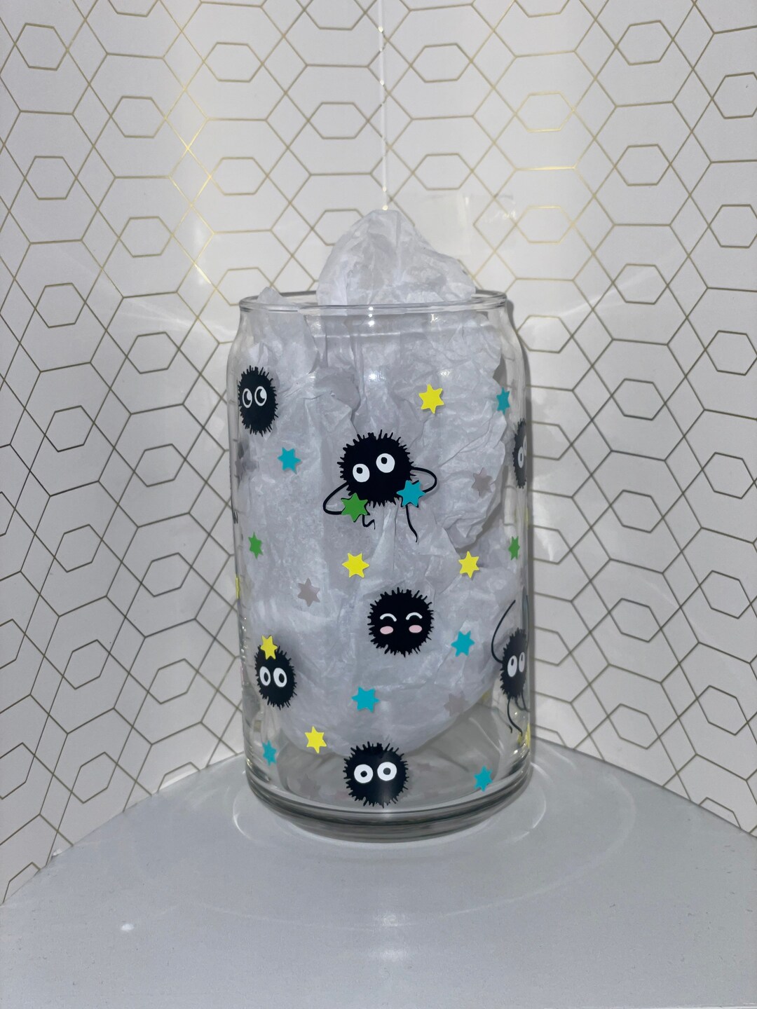 Soot Sprite and Cold Coloring Changing Stars 16OZ Glass Beer Can Cup ...