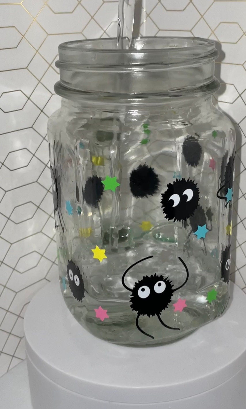 Soot Sprite and Cold Coloring Changing Stars 16OZ Glass Mason Jar Cup ...