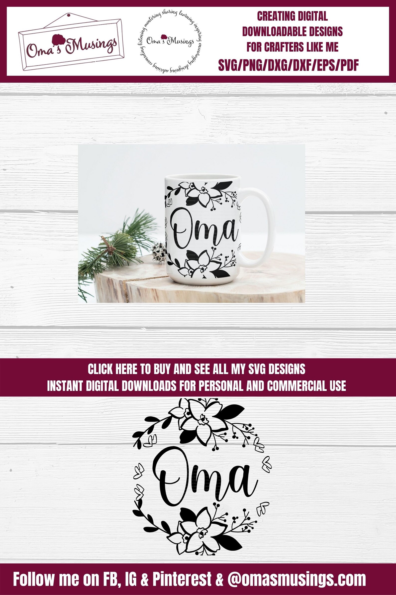 Oma SVG Mother's Day SVG Oma Birthday SVG Flowery Oma Svg Mom Birthday ...