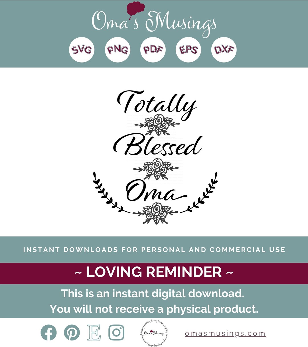 Oma SVG, Bendito Oma SVG, Totalmente bendecido, Cumpleaños de Oma, Día ...