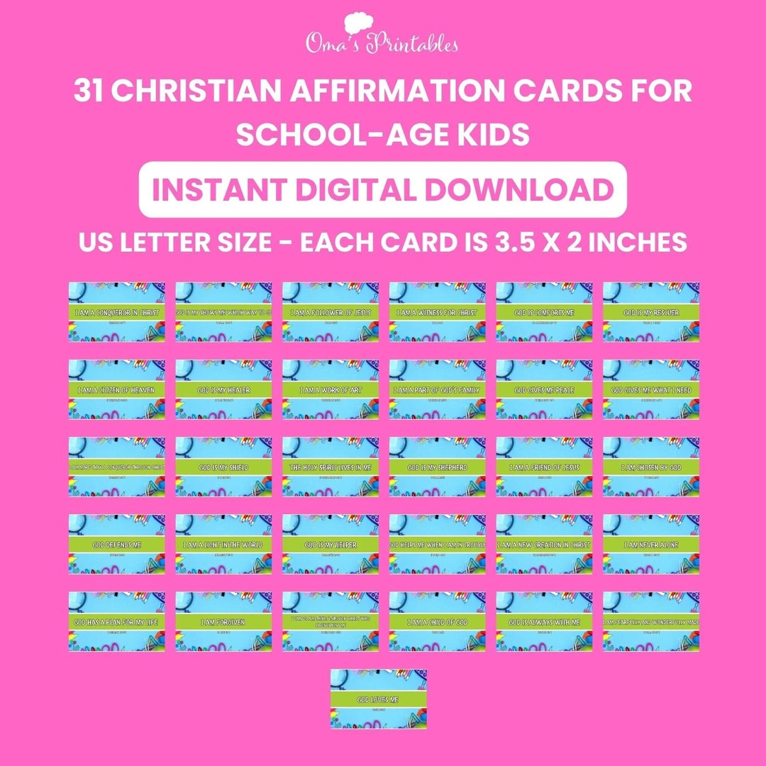 Christian Affirmation Cards for Kids - Affirmation Cards for Kids ...