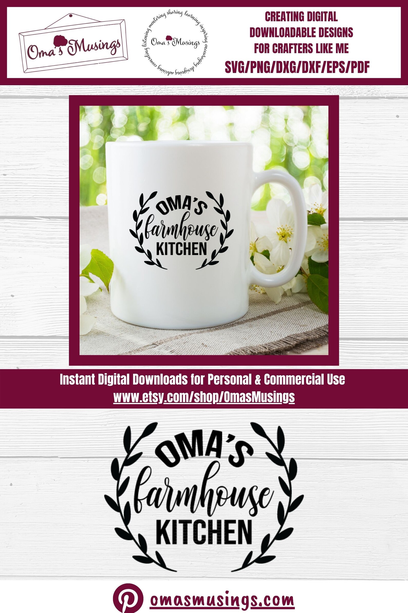 Oma SVG Oma's Farmhouse Kitchen Sign SVG Oma's - Etsy