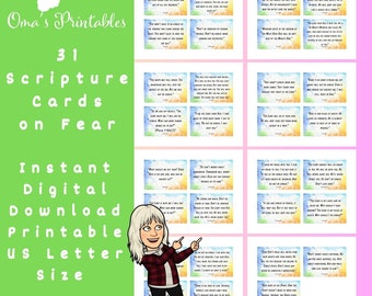 Scripture Memory Verse Cards on Fear Printable - Etsy