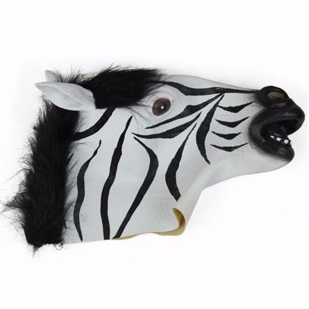 Latex Full Head Zebra Mask Halloween Realistic Fancy Dress - Etsy