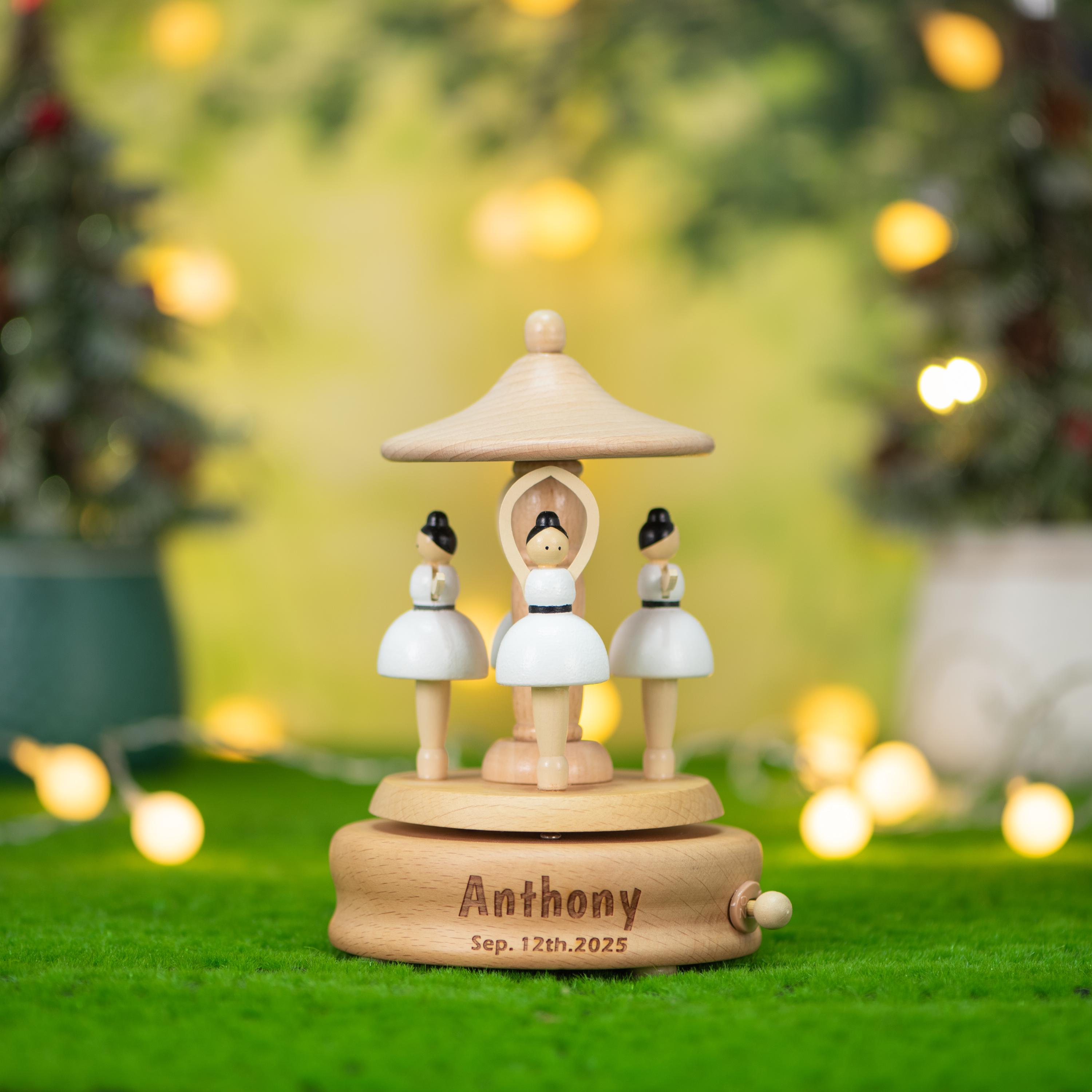 Personalized Carousel & Ballerina Music Box, Christmas Gifts, Engraved ...