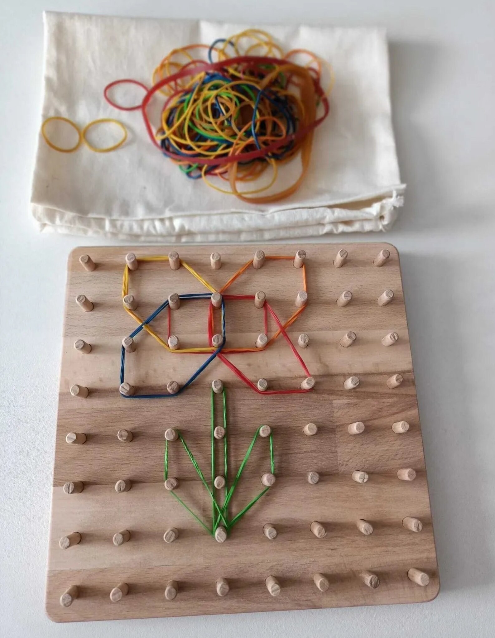 Montessori Geometry Game, Wooden Geoboard 8x8 Elastic Shapes ...