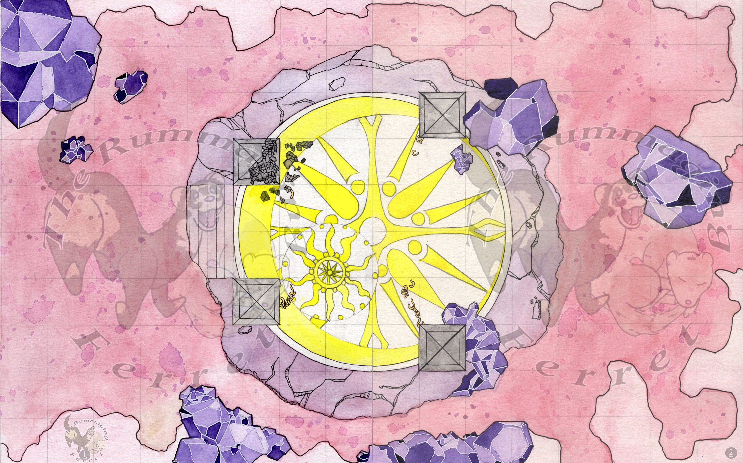 D&D Crystal Cave Map Pathfinder RPG DND in Watercolor Printable - Etsy