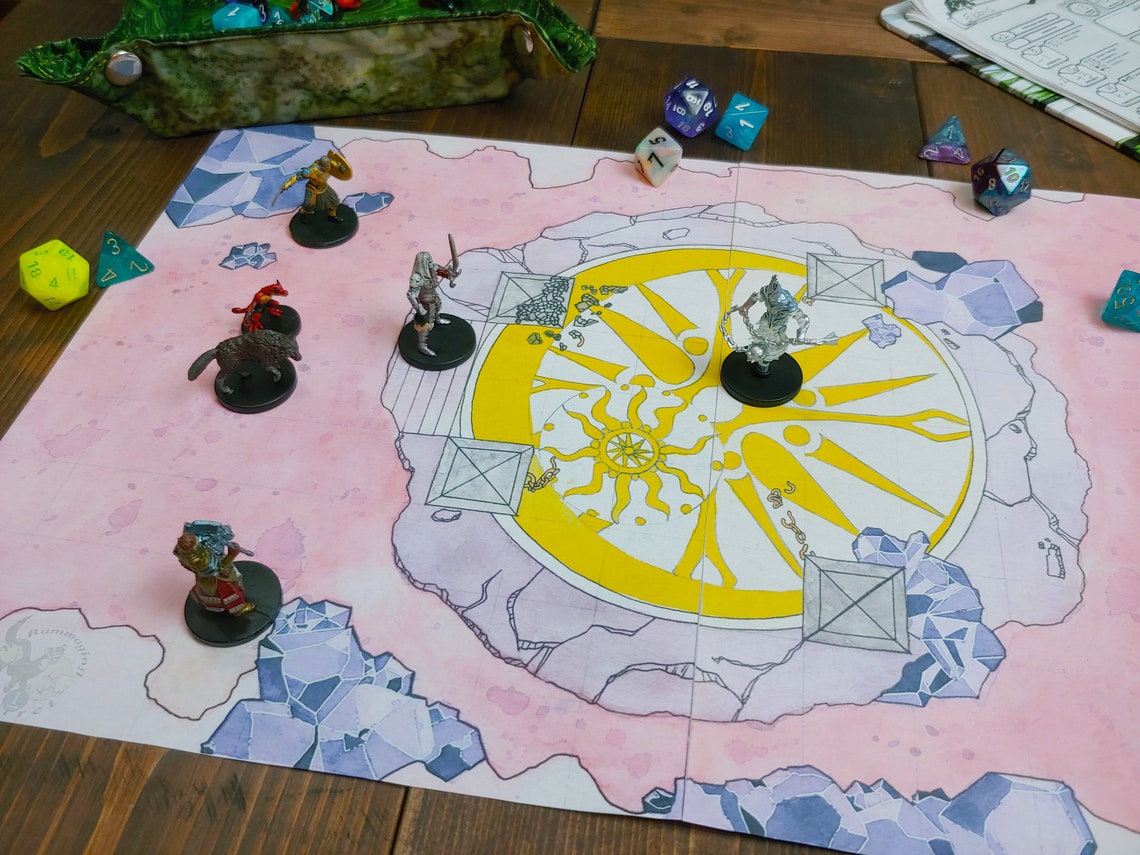 D&D Crystal Cave Map Pathfinder RPG DND in Watercolor - Etsy