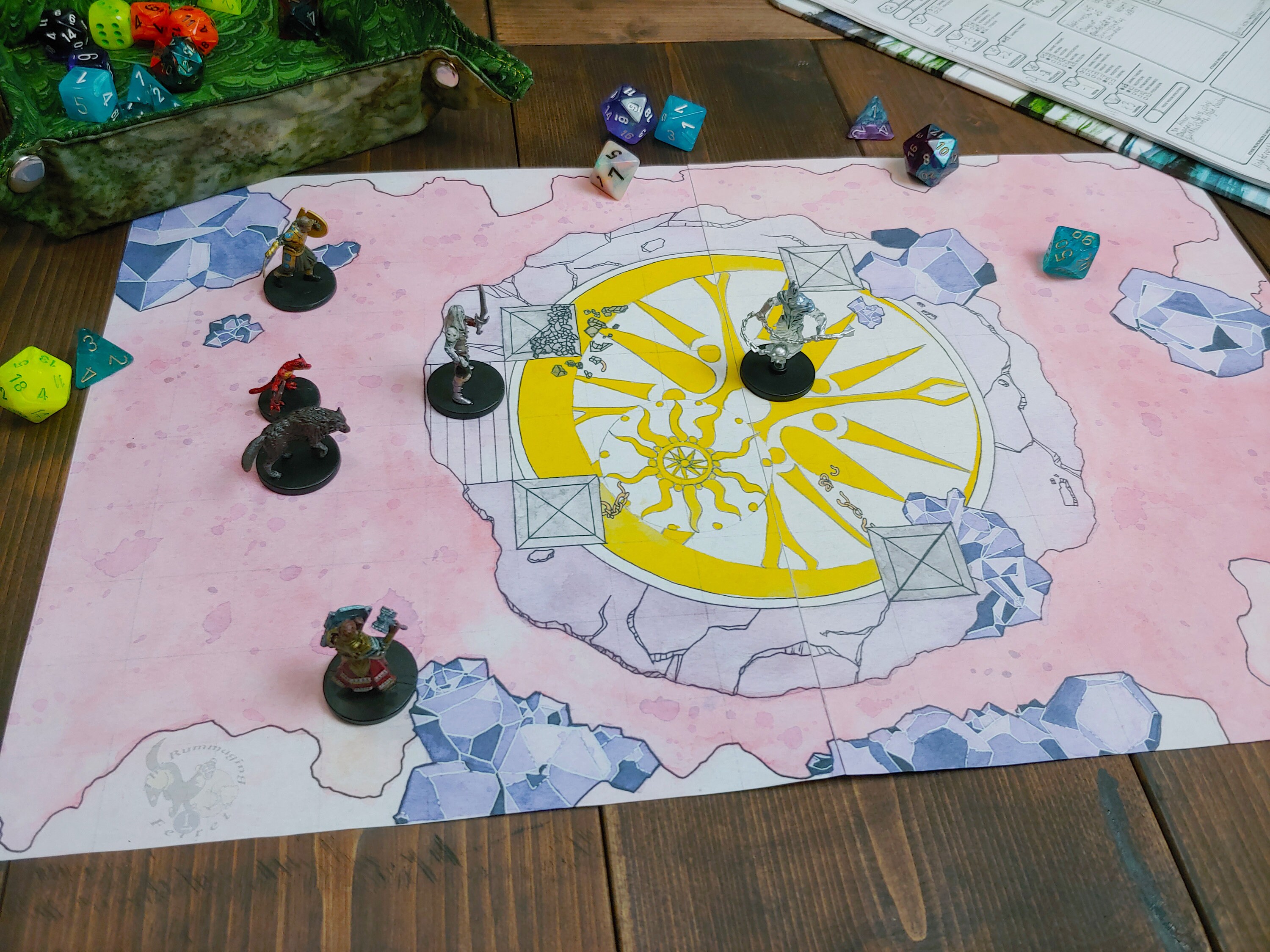 D&D Crystal Cave Map Pathfinder RPG DND in Watercolor Printable - Etsy