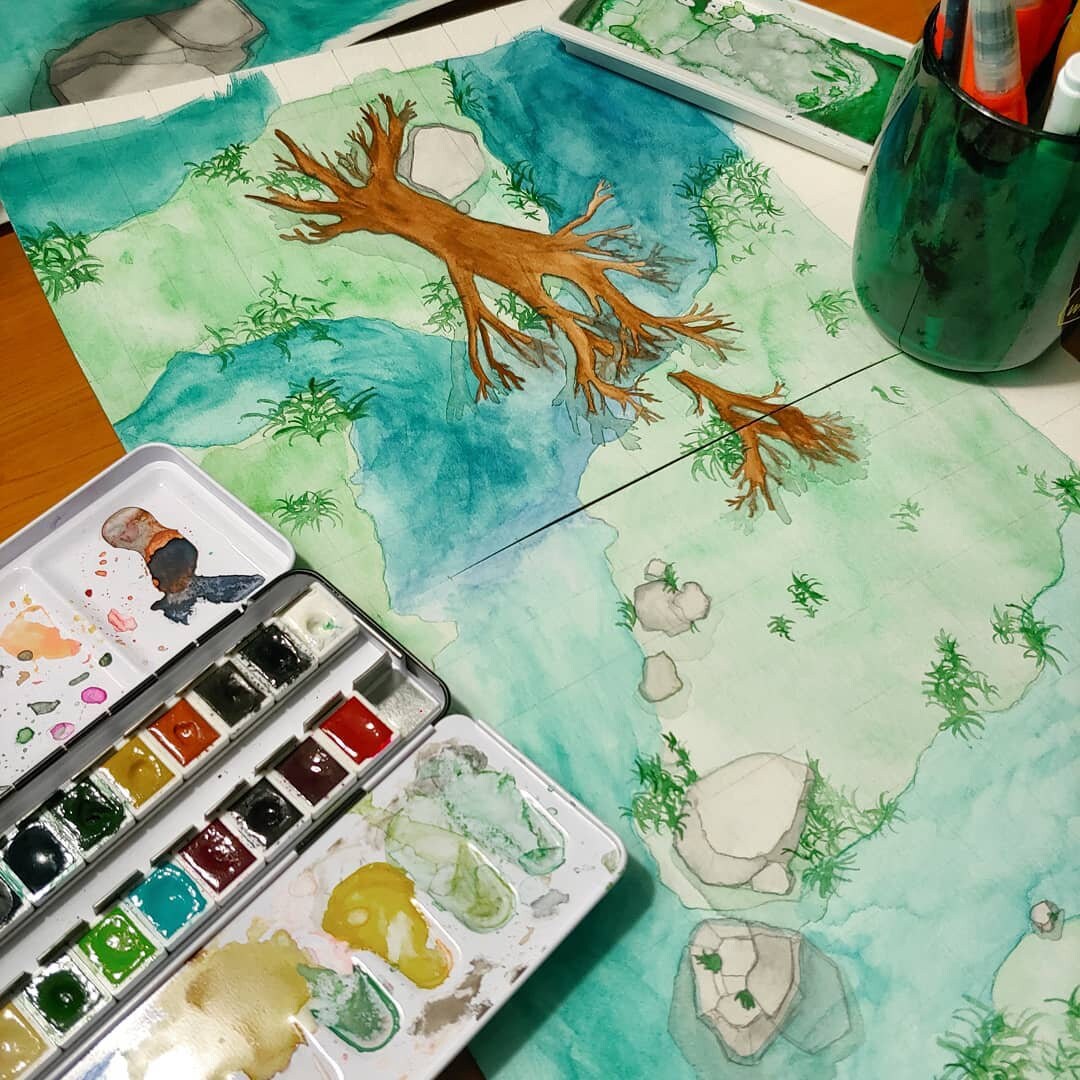 D&D Pathfinder RPG DND Map Marsh in Watercolor Printable - Etsy