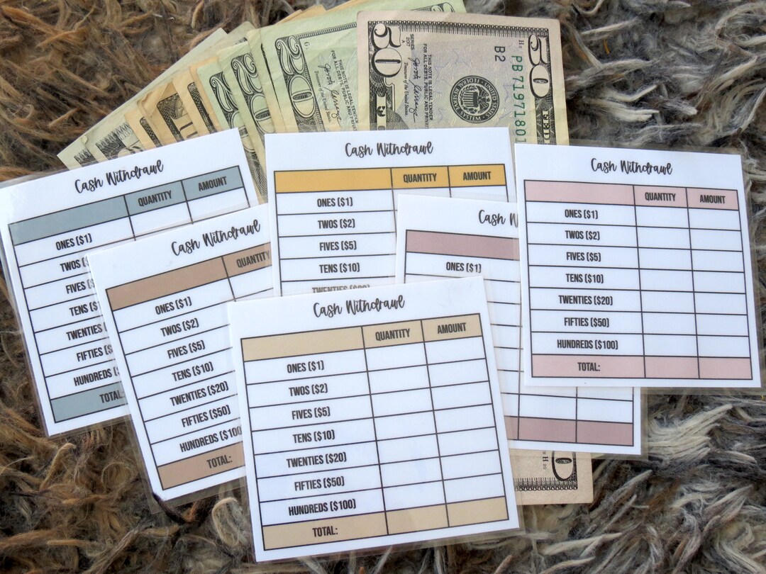 PRINTABLE Withdrawal Slips Boho Colors 3x3 Inches - Etsy