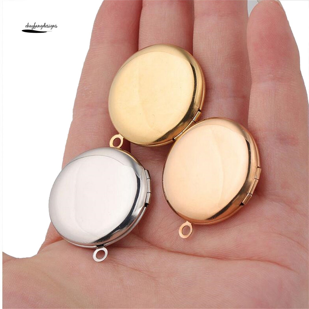 5/20pcs Stainless Steel Blank Round Locket Photo Locket Stainless Steel ...