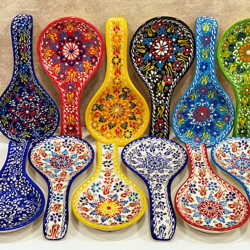 Turkish Ceramic Spoon Holder Handmade Pottery Spoon Rest - Etsy