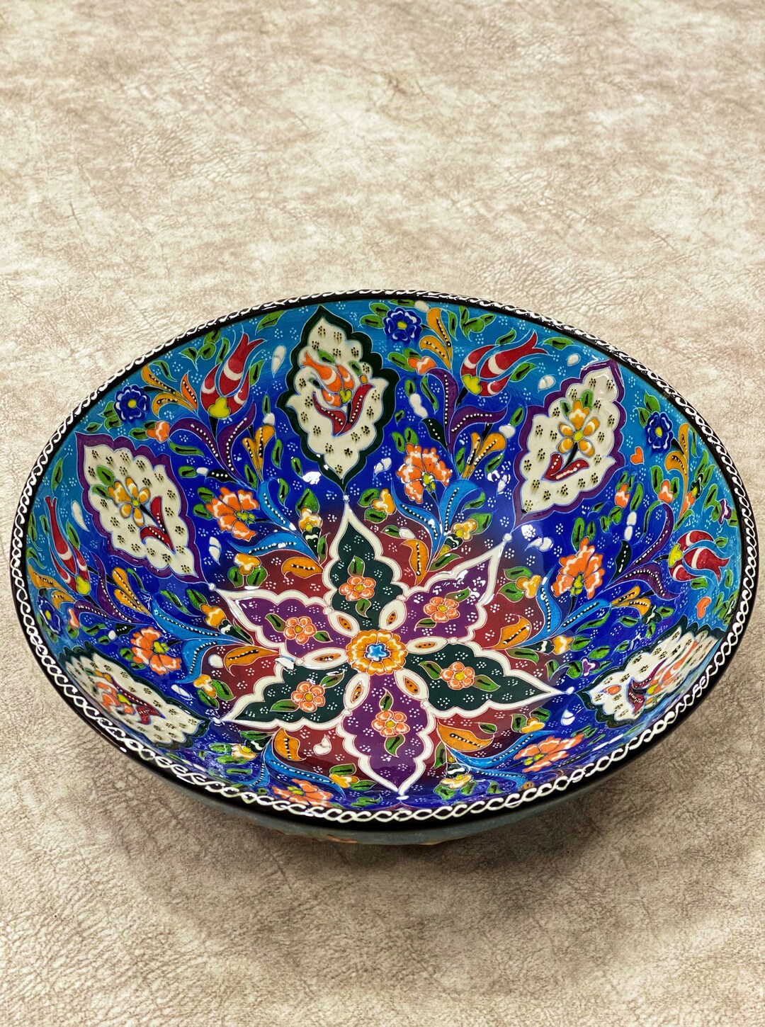12'' Handmade Ceramic Serving Bowl Large Colorful - Etsy