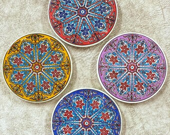 4x Decorative Ceramic Coaster, Turkish Tile Coaster, Cup Coaster, Drink ...