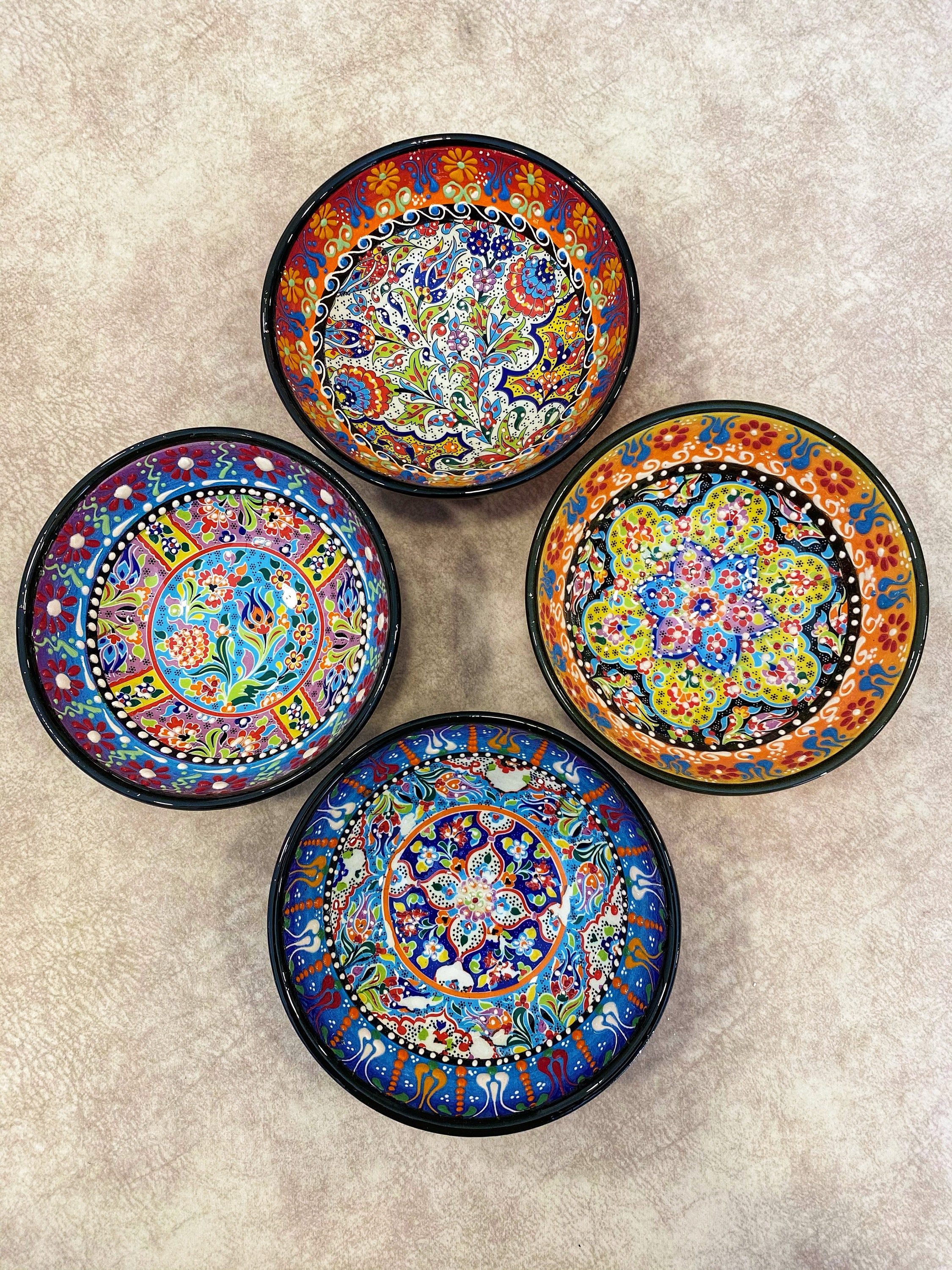 4x Decorative Turkish Ceramic Bowl Set Salad Bowl Set Large | Etsy