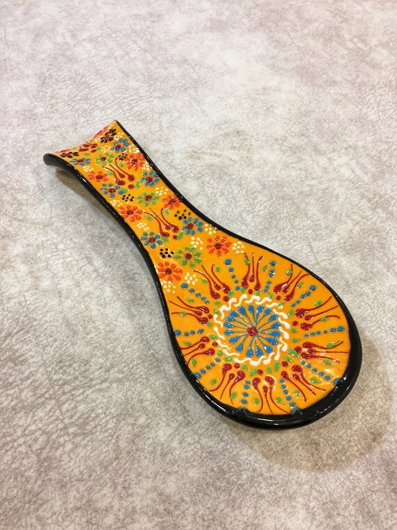 Turkish Ceramic Spoon Holder Handmade Pottery Spoon Rest | Etsy