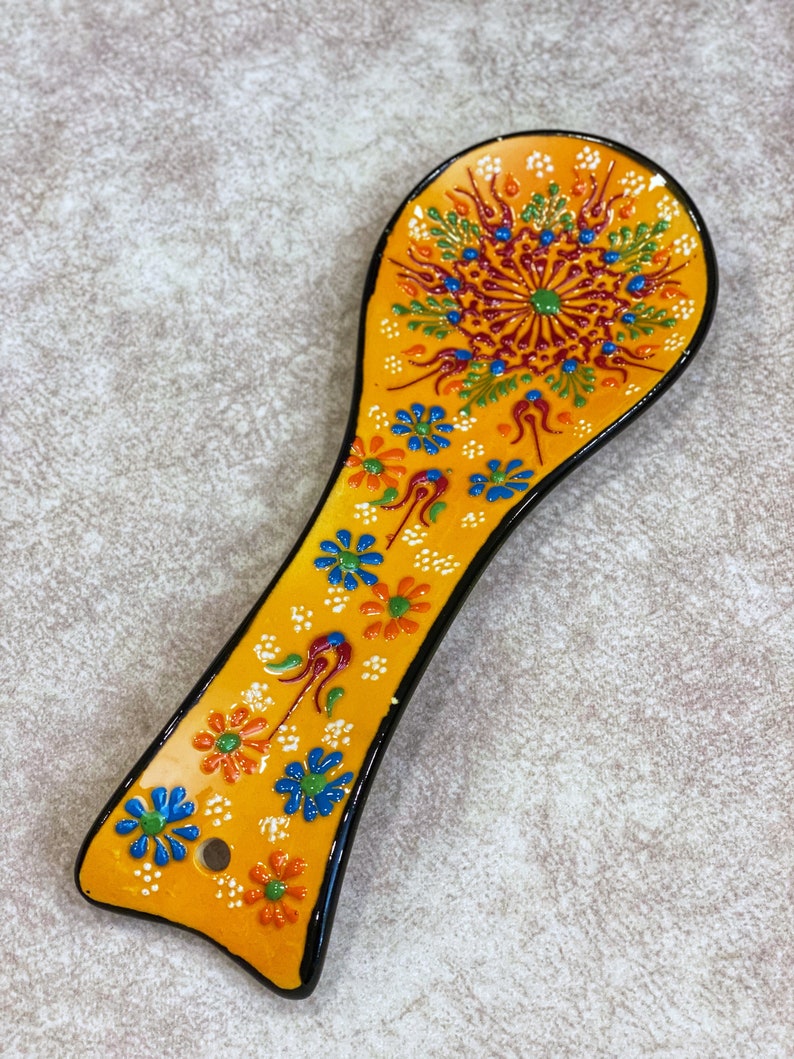 Turkish Ceramic Spoon Holder Handmade Pottery Spoon Rest | Etsy