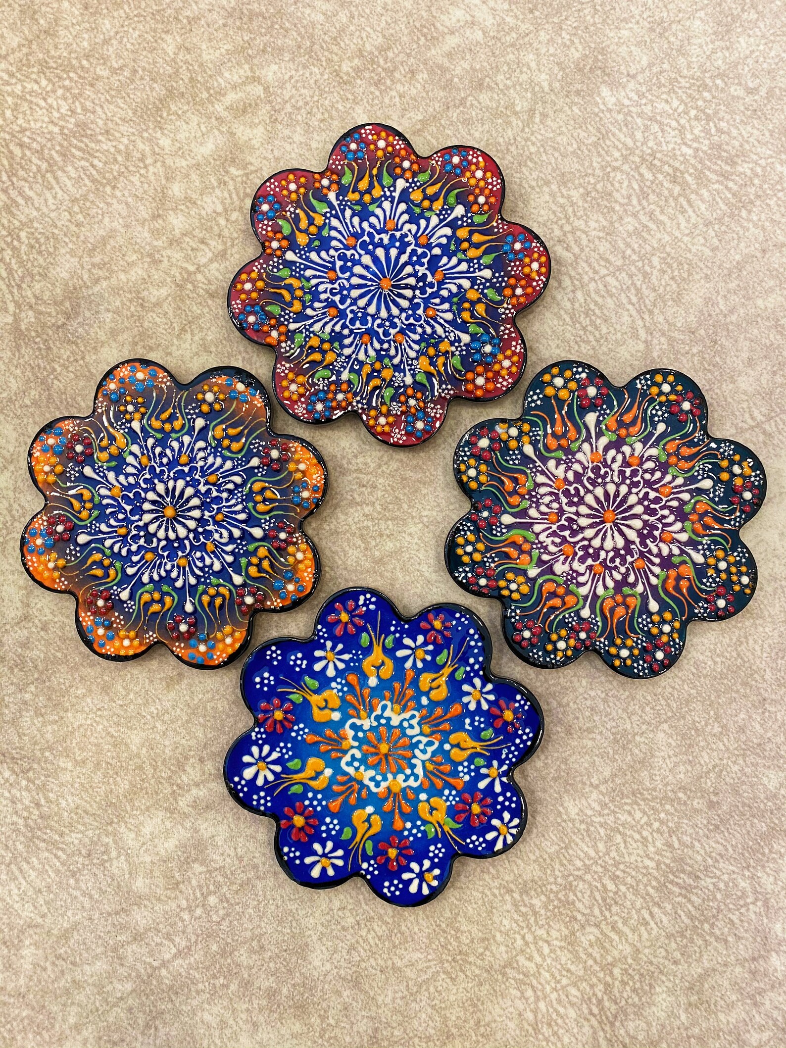 4x Decorative Ceramic Coaster Turkish Tile Coaster Cup - Etsy
