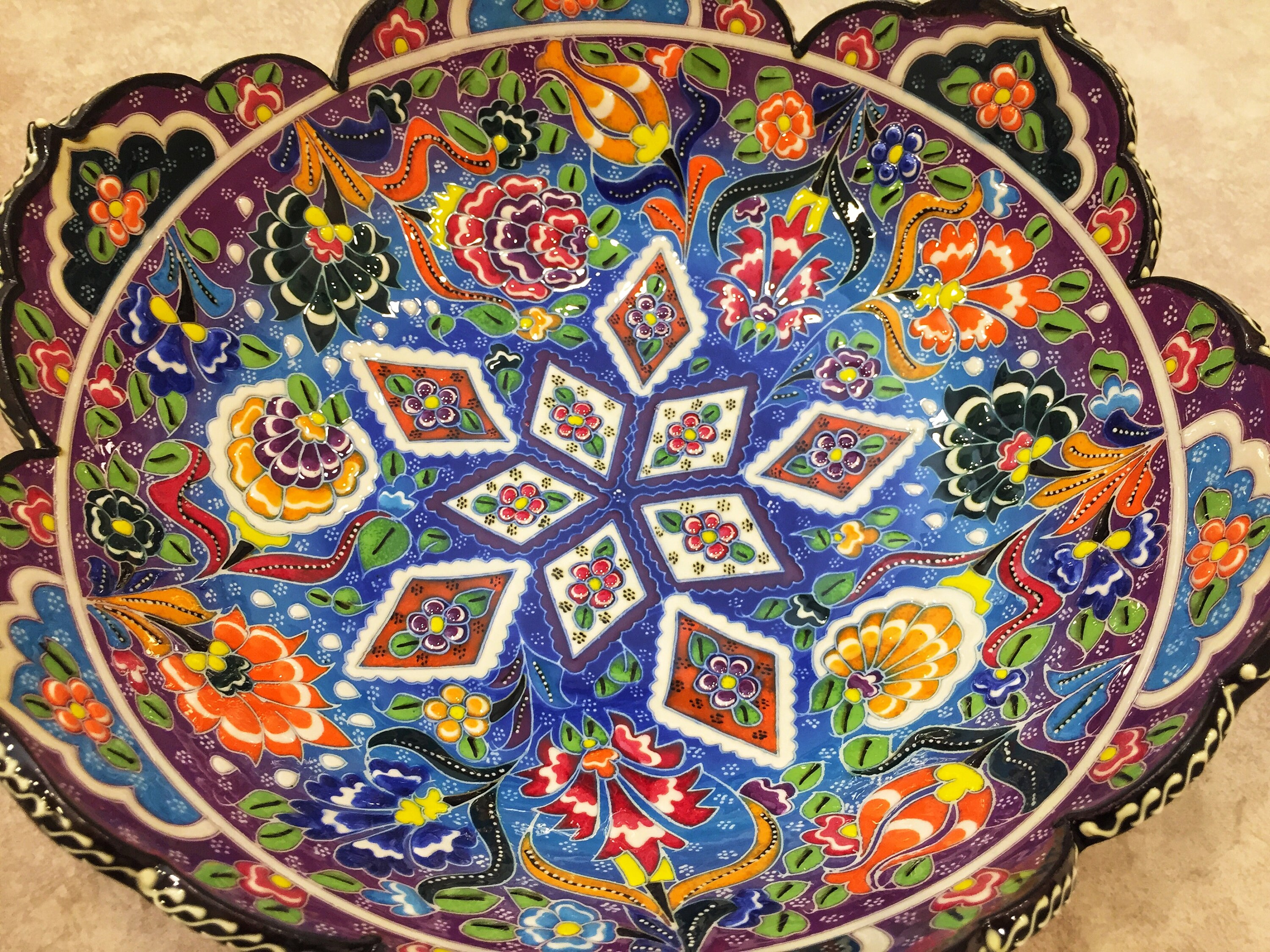 12'' Decorative Serving Bowl Large Colorful Turkish | Etsy