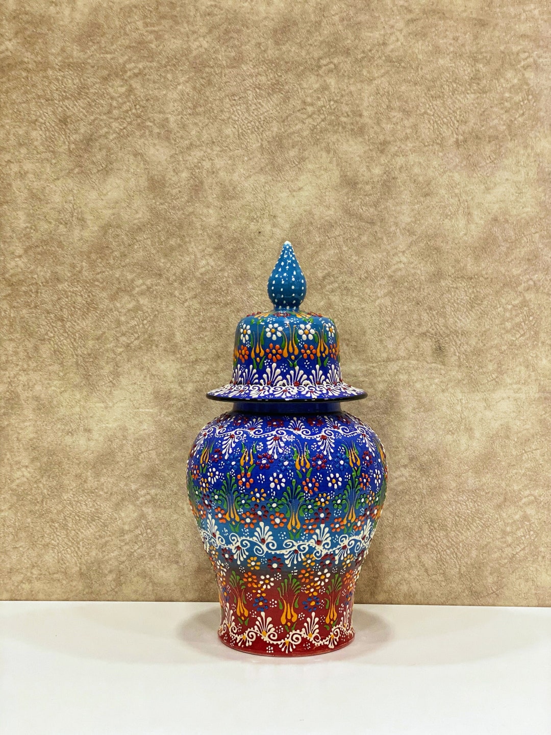 15'' Turkish Ceramic Jar With Lid Handmade Ceramic - Etsy