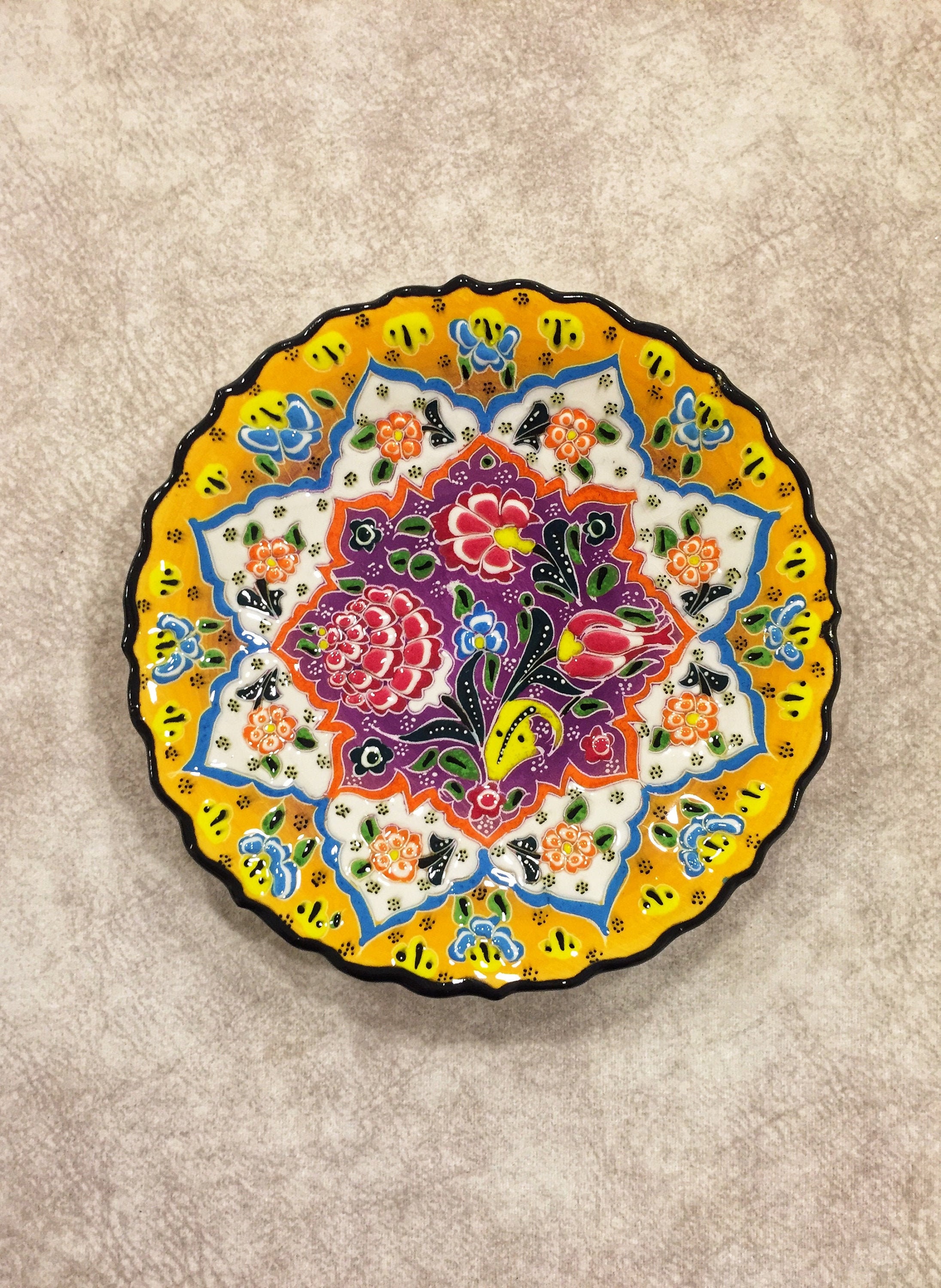 Traditional Turkish Tile Plate 7''Decorative Plate | Etsy