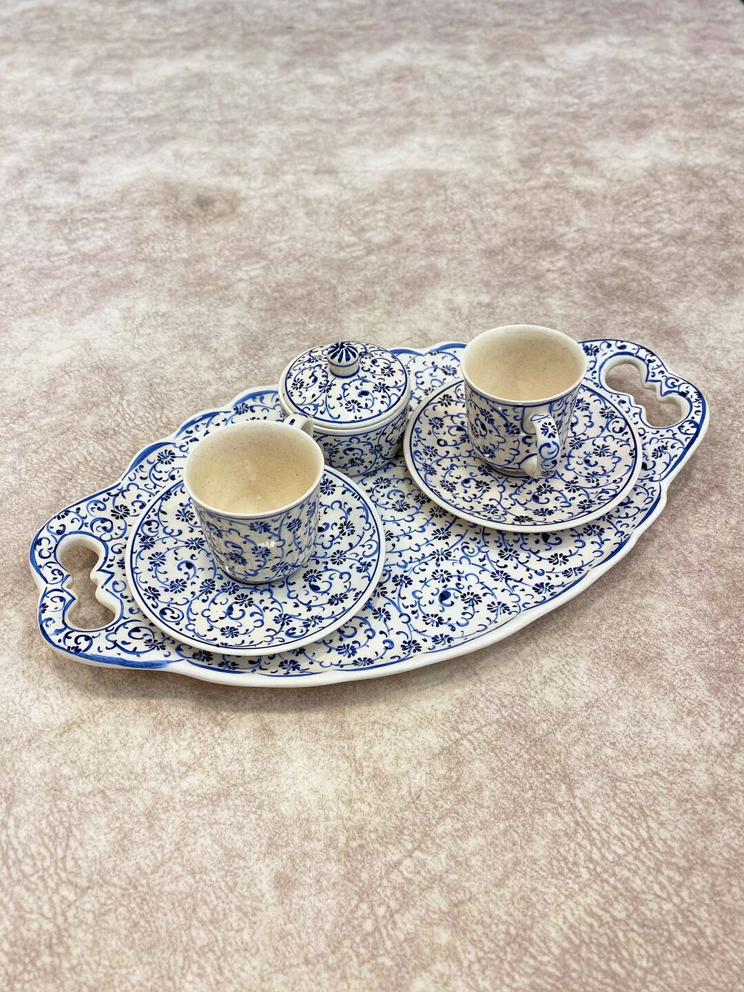 Turkish Ceramic Coffee Set, Ceramic Coffee Cup With Tray, Coffee ...