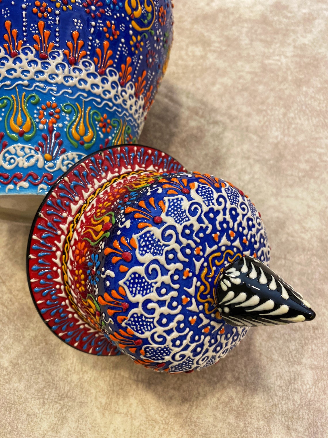 15'' Turkish Ceramic Jar With Lid Handmade Ceramic - Etsy