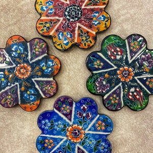 4x Turkish Ceramic Coaster Set Mixed Set of 4 Ceramic Tile - Etsy