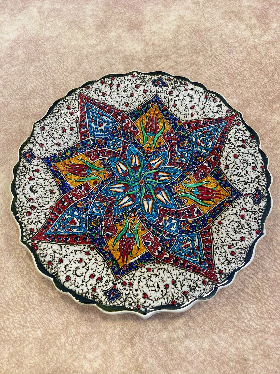 10'' Handmade Turkish Decorative Ceramic Plate For | Etsy