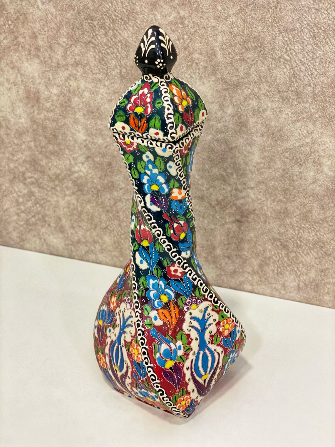 14'' Decorative Turkish Ceramic Twisted Vase Handmade | Etsy