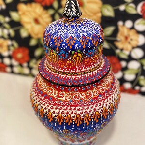 15'' Turkish Ceramic Jar With Lid Handmade Ceramic - Etsy